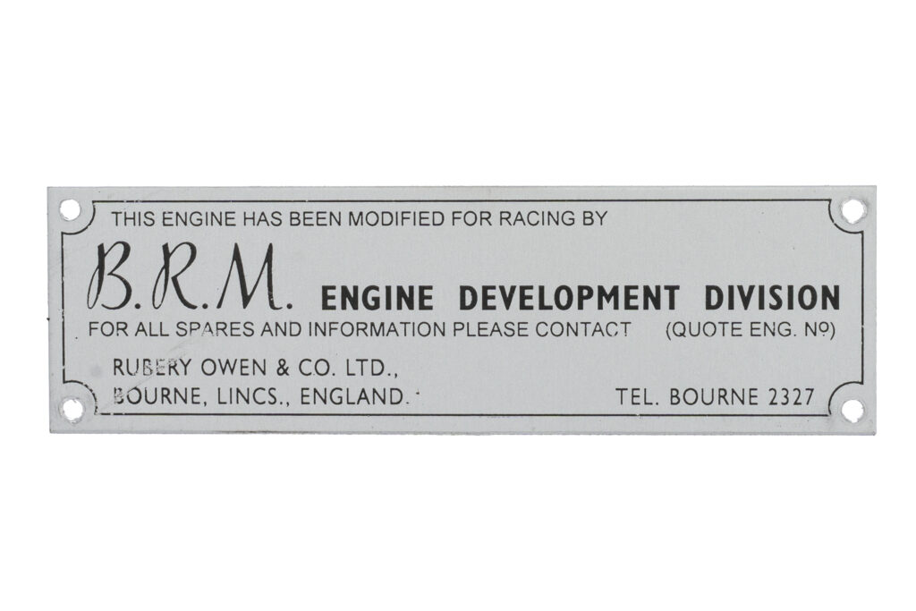 BRM Plaque & Rivets - Cam Cover | Tony Thompson Racing